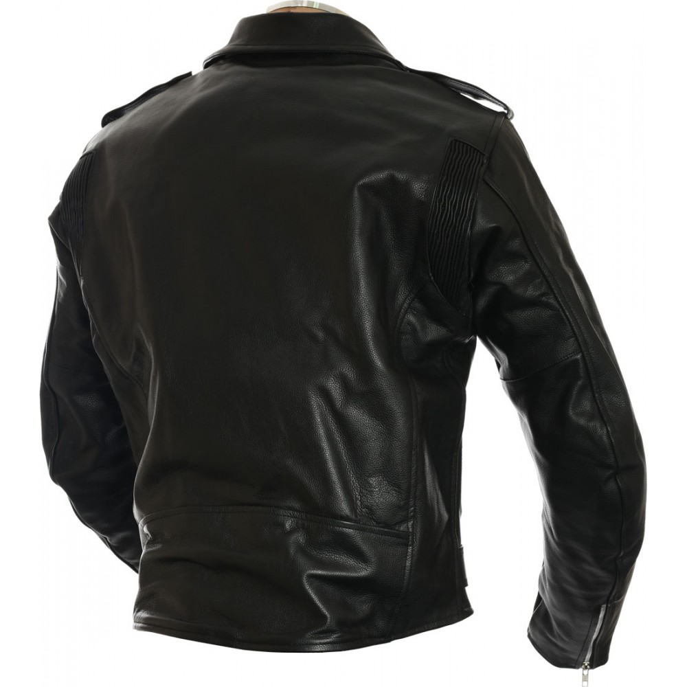 All American Mod Biker Classic Black Armoured Leather Jacket