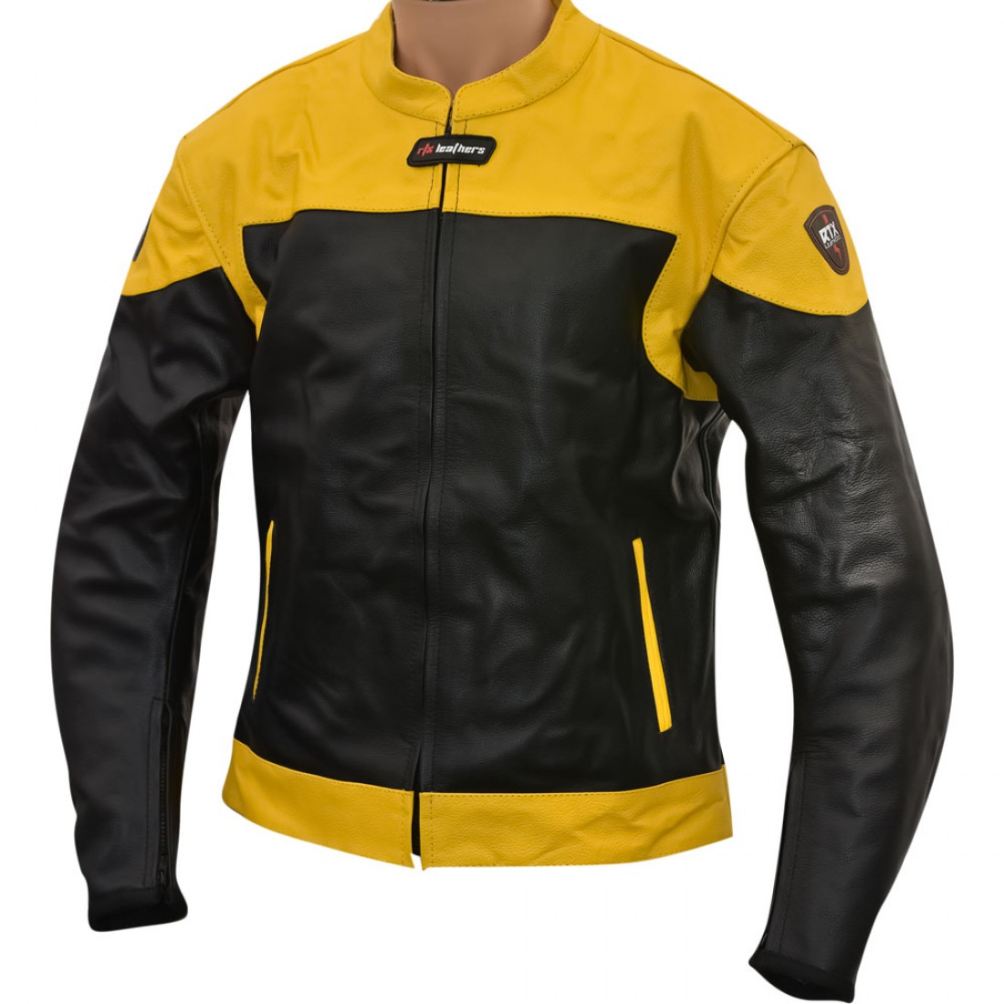 RTX Venom Yellow Black Leather Biker Jacket