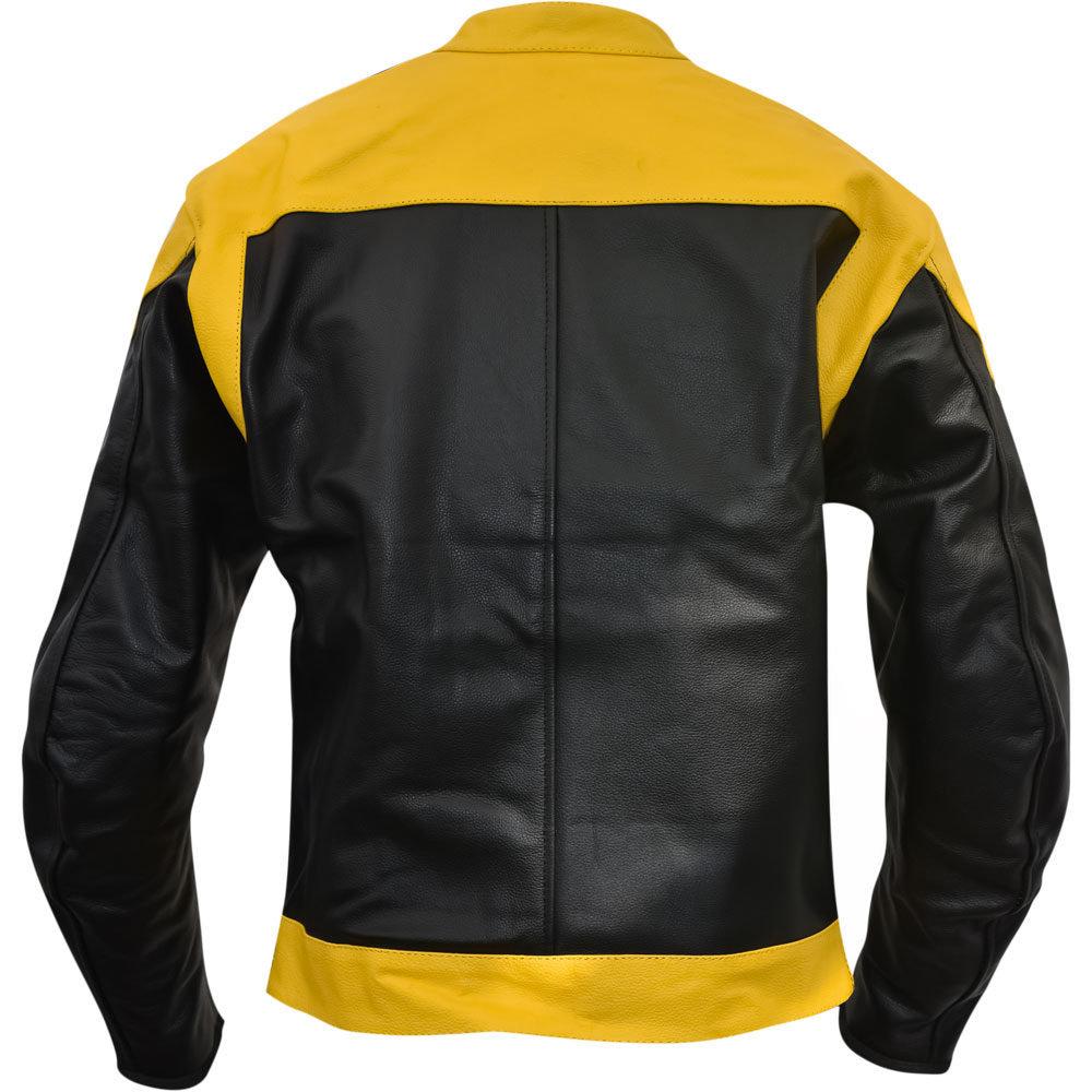 RTX Venom Yellow Black Leather Biker Jacket