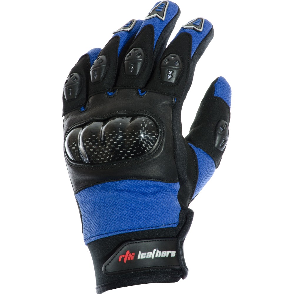 MotoX Blue Pro Motocross Leather Gloves