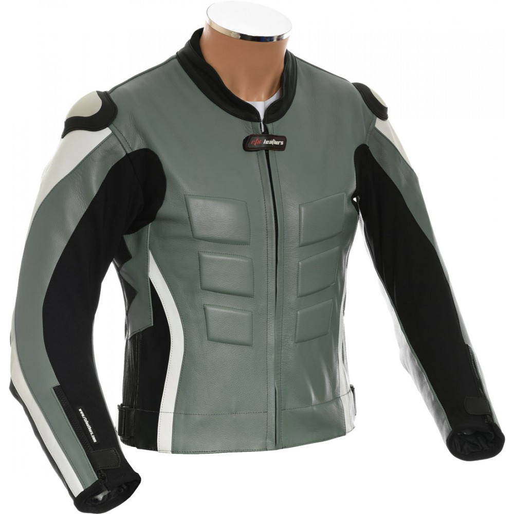 RTX Akira Grey Leather Motorcycle Jacket