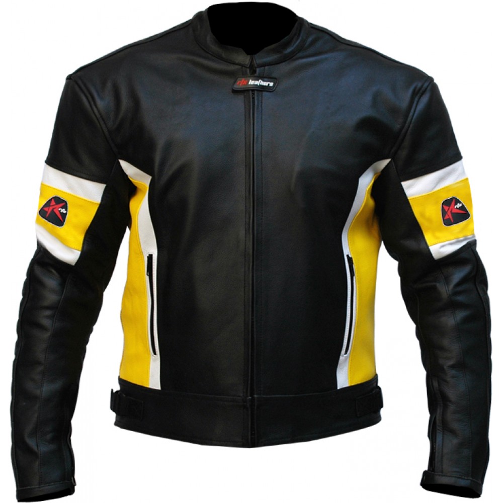 RTX Dark Knight Yellow Cruiser Leather Biker Jacket