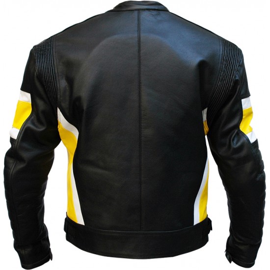 RTX Dark Knight Yellow Cruiser Leather Biker Jacket