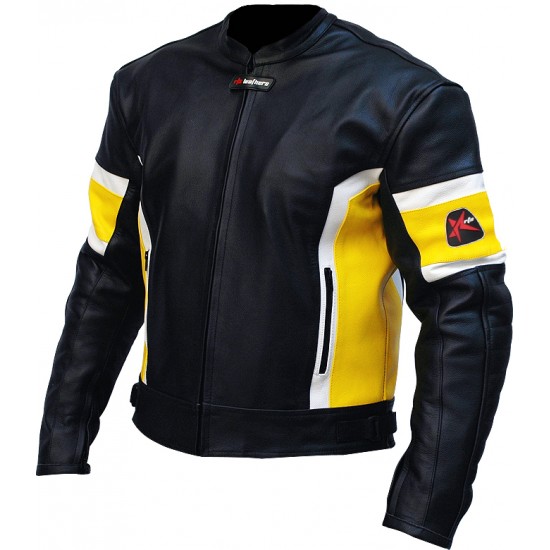 RTX Dark Knight Yellow Cruiser Leather Biker Jacket